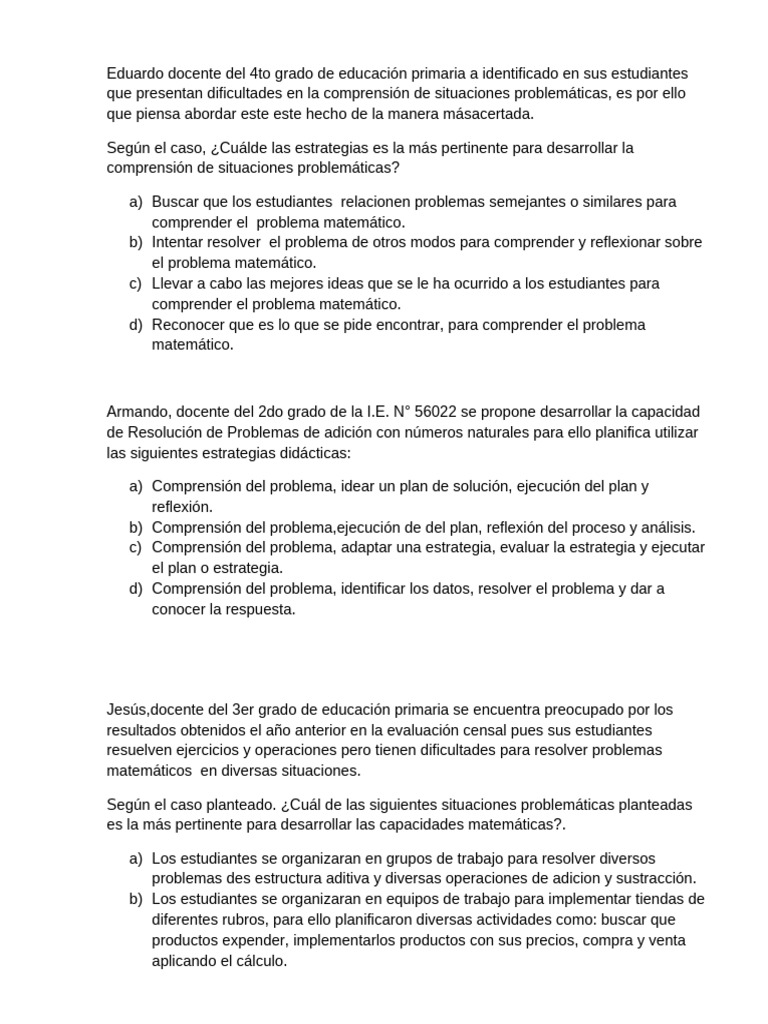 EXAMEN CEJAE AMERICO Con Clave | PDF | Maestros | Matemáticas