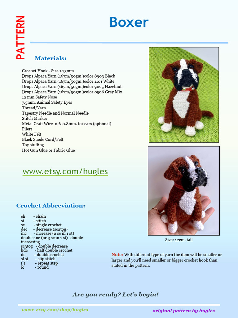 1 Small Boxer Crochet Pattern | PDF | Crochet | Textiles