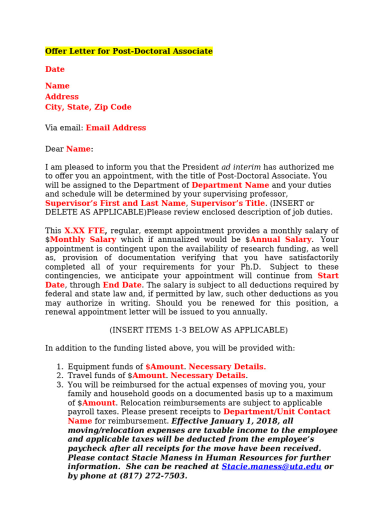 Offer Letter Template-Post-Doc-New-FINAL-Rev. 02-15-21 | PDF | E Verify ...