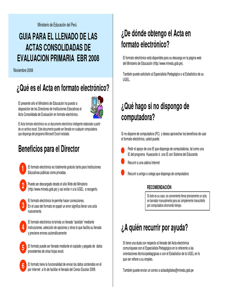Guia Llenado Acta Primaria 2008 | PDF | Microsoft Excel | Macro (informática)