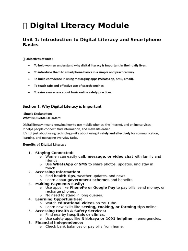 ? Digital Literacy Module | PDF | Smartphone | Online Banking