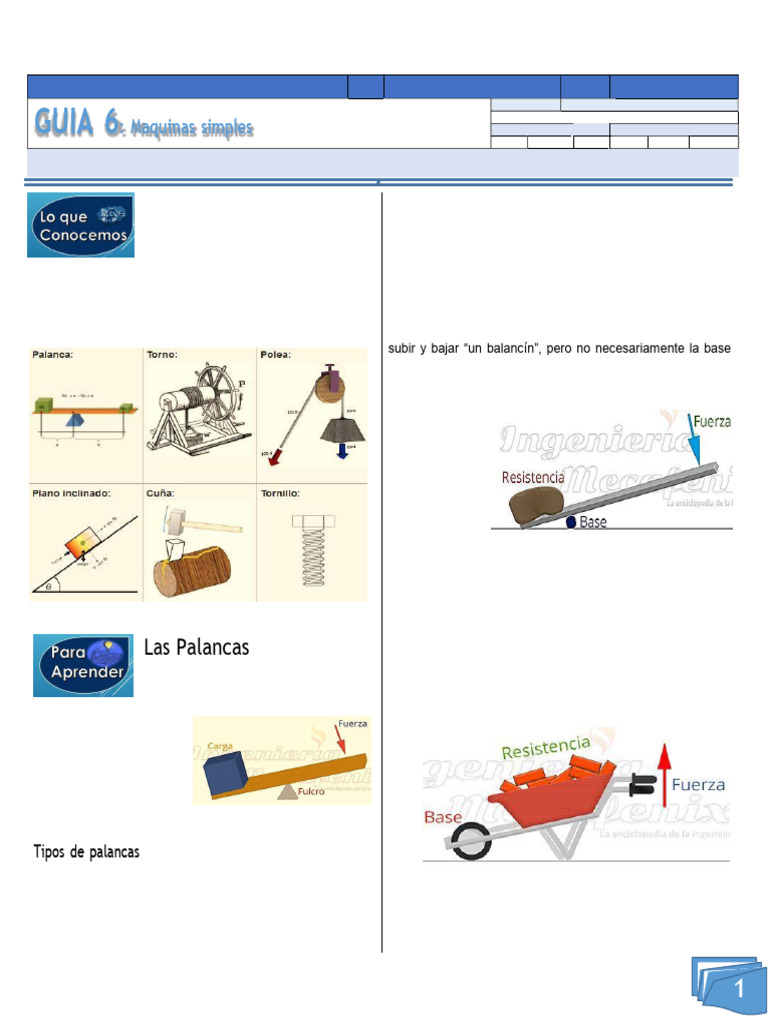 Guia de Actividad - Maquinas Simples | PDF | Ingeniería mecánica