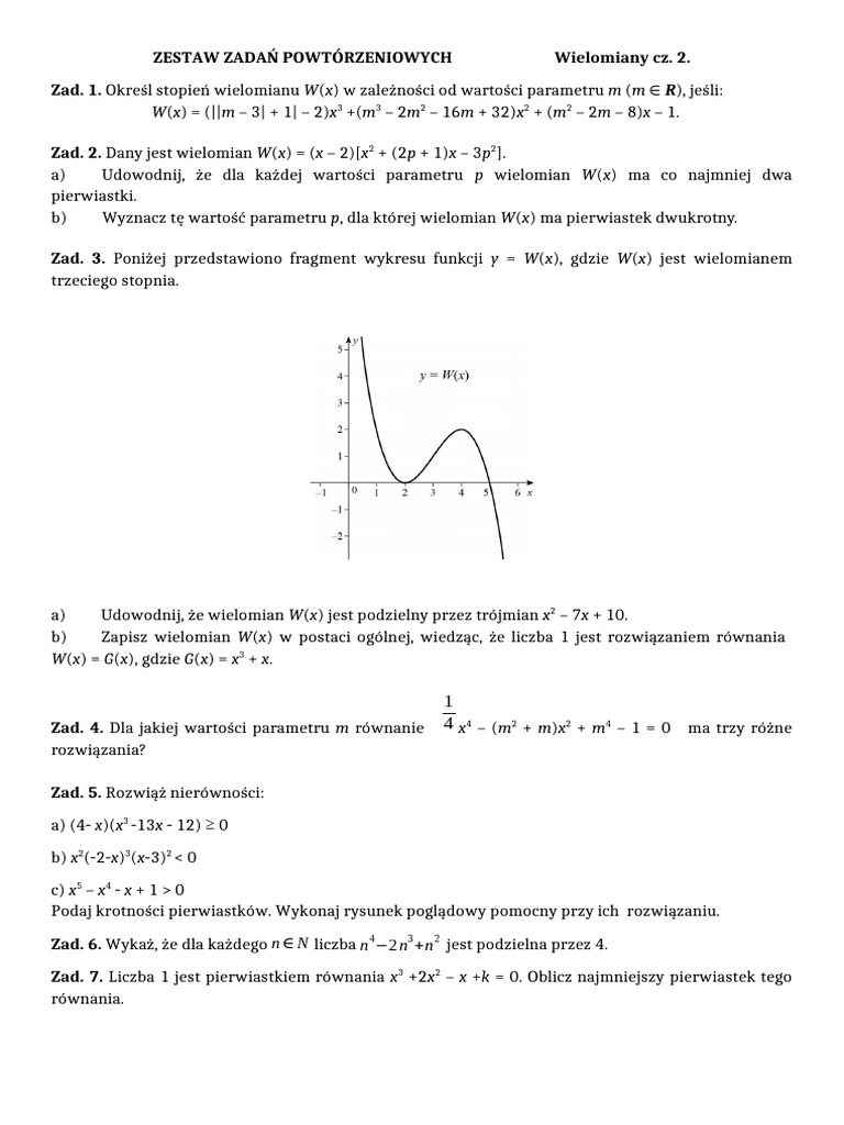 2b Wielomiany Cz2 Zestaw Zadan Powt 2 | PDF