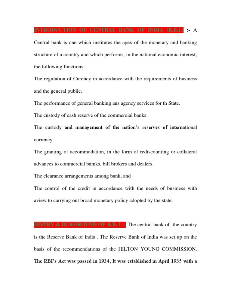 Final Project of RBI | PDF | Reserve Bank Of India | Monetary Policy