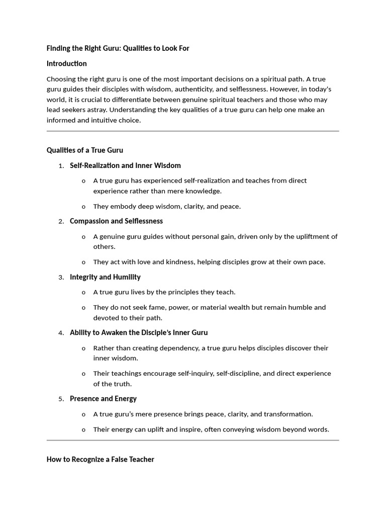 Finding the Right Guru | PDF | Guru | Wisdom