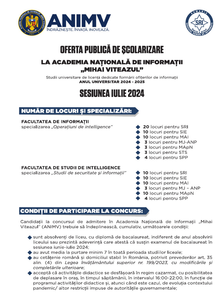 Oferta Licenta ANIMV 2024 | PDF