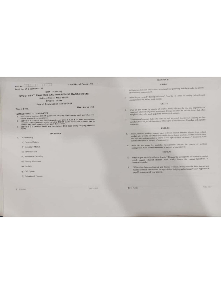 Iapm Question Paper | PDF