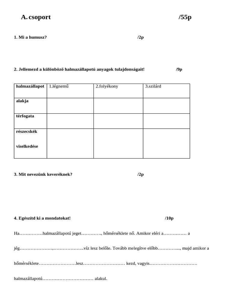 A. Csoport Fizikai Rész | PDF