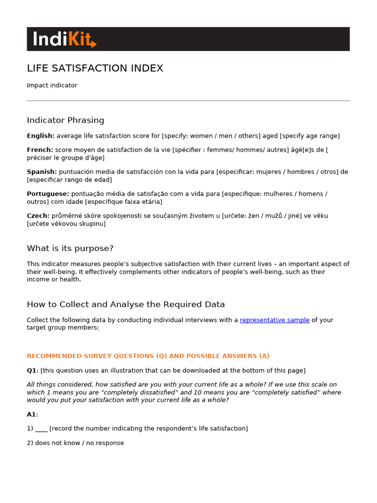 Indicator - Life Satisfaction Index | PDF