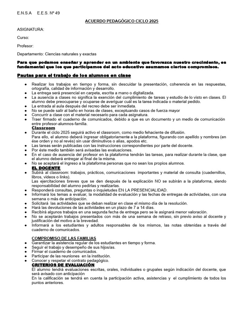 Acuerdo Pedag-Gico 2025 | PDF | Aprendizaje