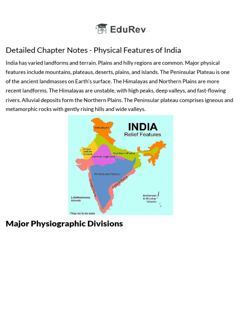 Class 9 Geography Chapter 2 Notes - Physical Features of India Free PDF ...