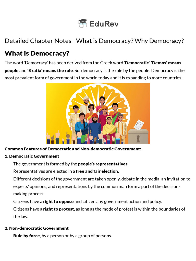 Class 9 Civics Chapter 1 Notes - What Is Democracy - Why Democracy ...