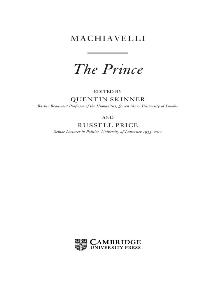 Machiavelli, Prince | PDF | The Prince | Republic Of Venice