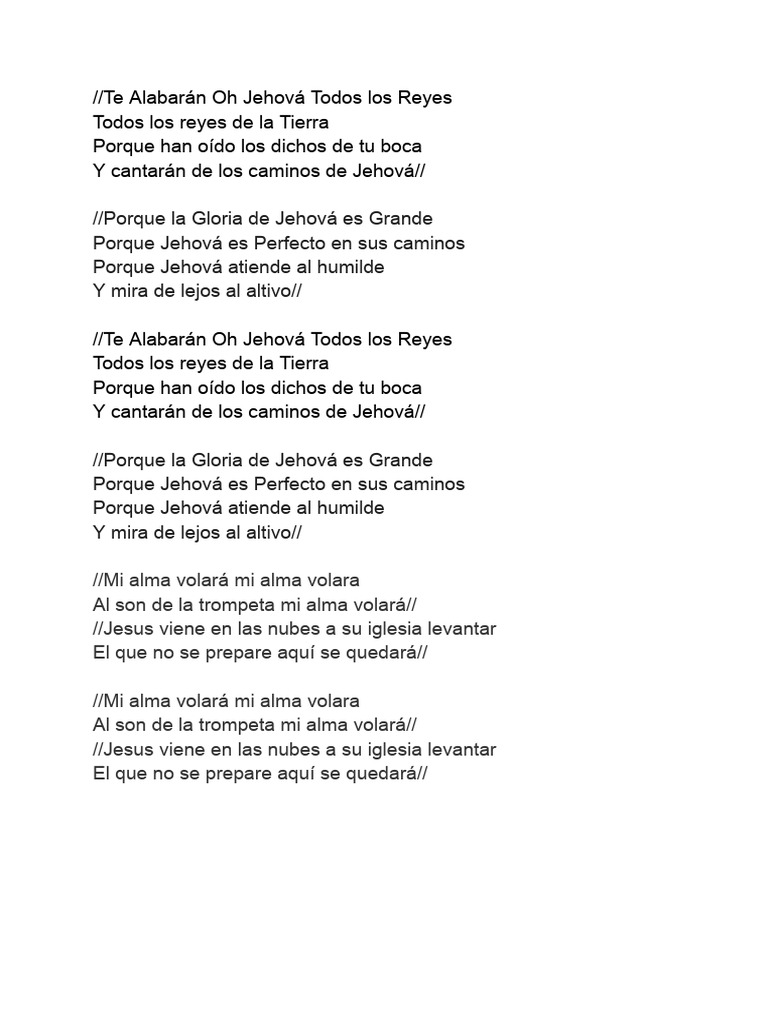 Te Alabarán Oh Jehová: Letra y Mensaje | PDF