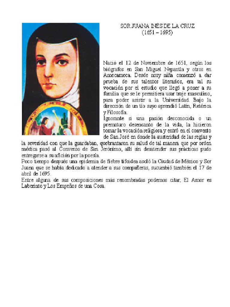 Sor Juana Inés de La Cruz | PDF