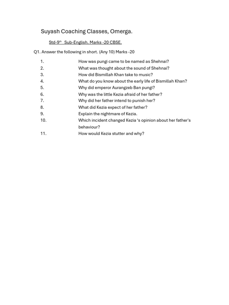 Suyash Coaching Classes, Omerga | PDF