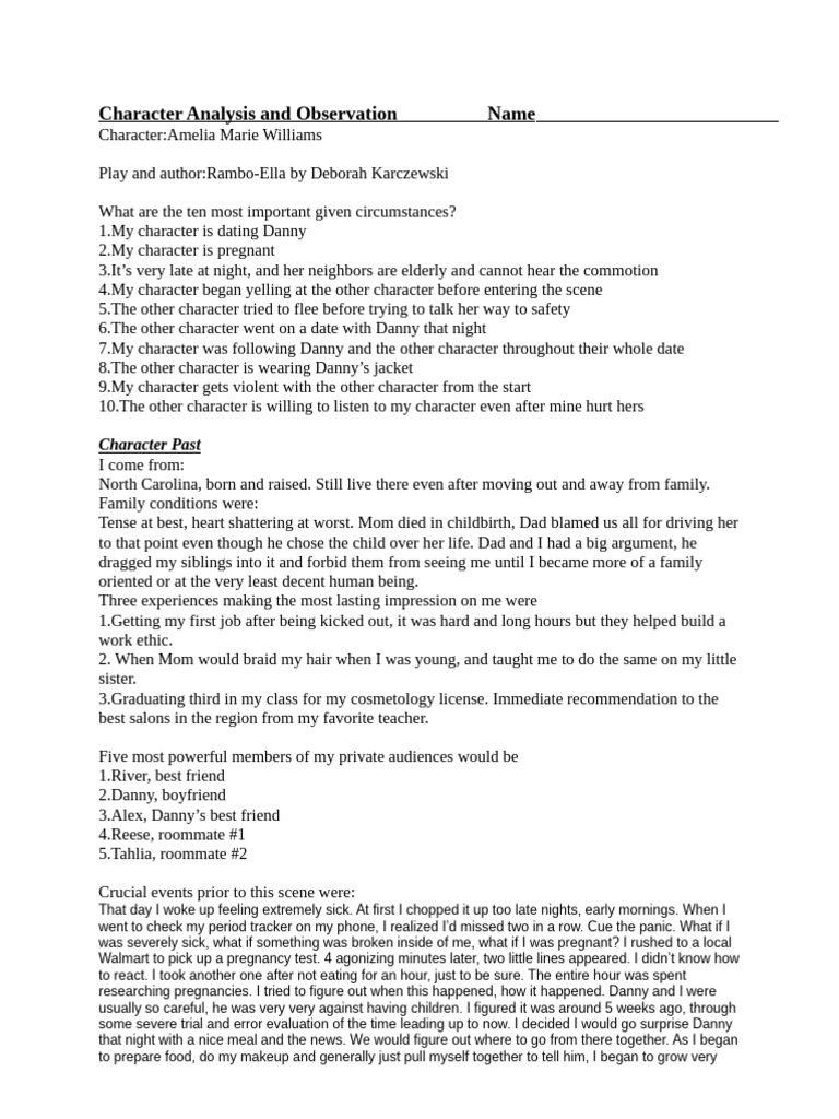 Character Analysis Homework-1 | PDF