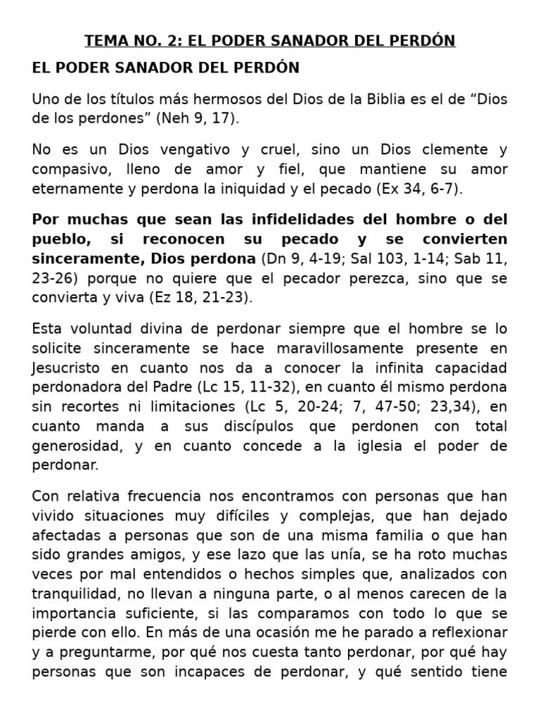 Tema No 2 El Perdón | PDF | Perdón | Amor