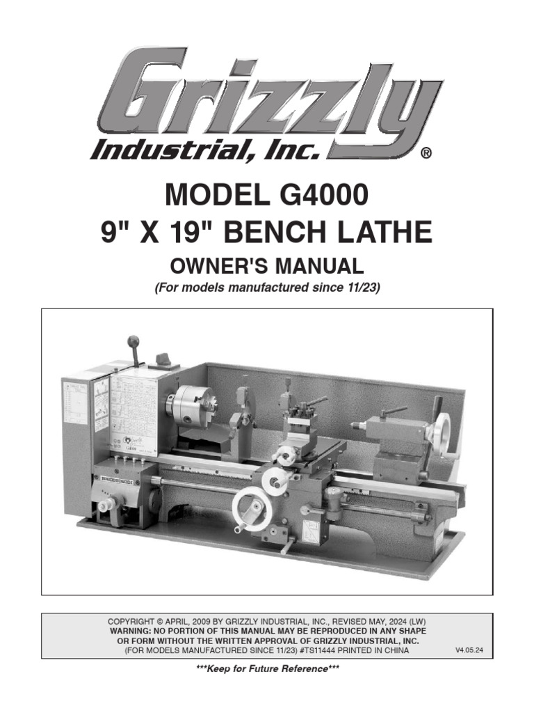 Grizzly G4000 Lathe Owner's Manual | PDF | Electrical Connector ...