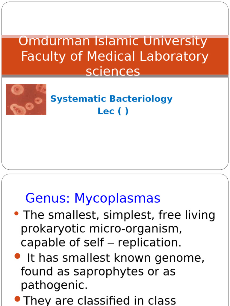 Lec (10) - Genus - Mycoplasma | PDF | Mycoplasma | Biology