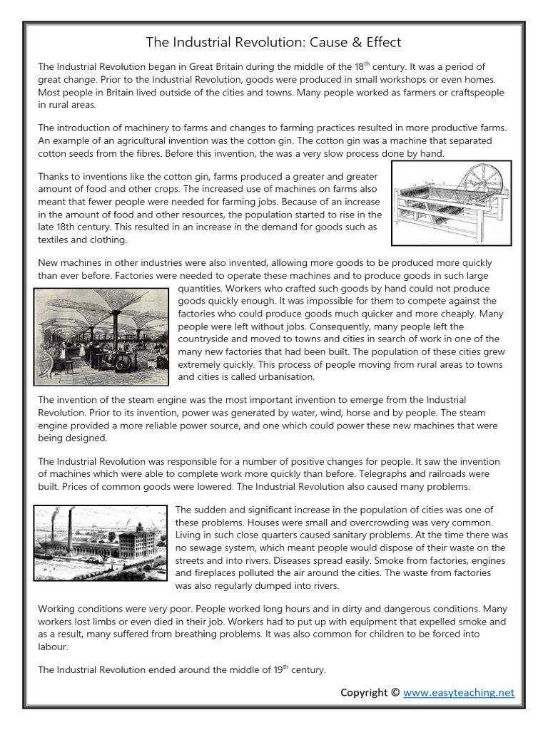 Practice 1 - Industrial Revolution Cause and Effect | PDF | Industrial ...