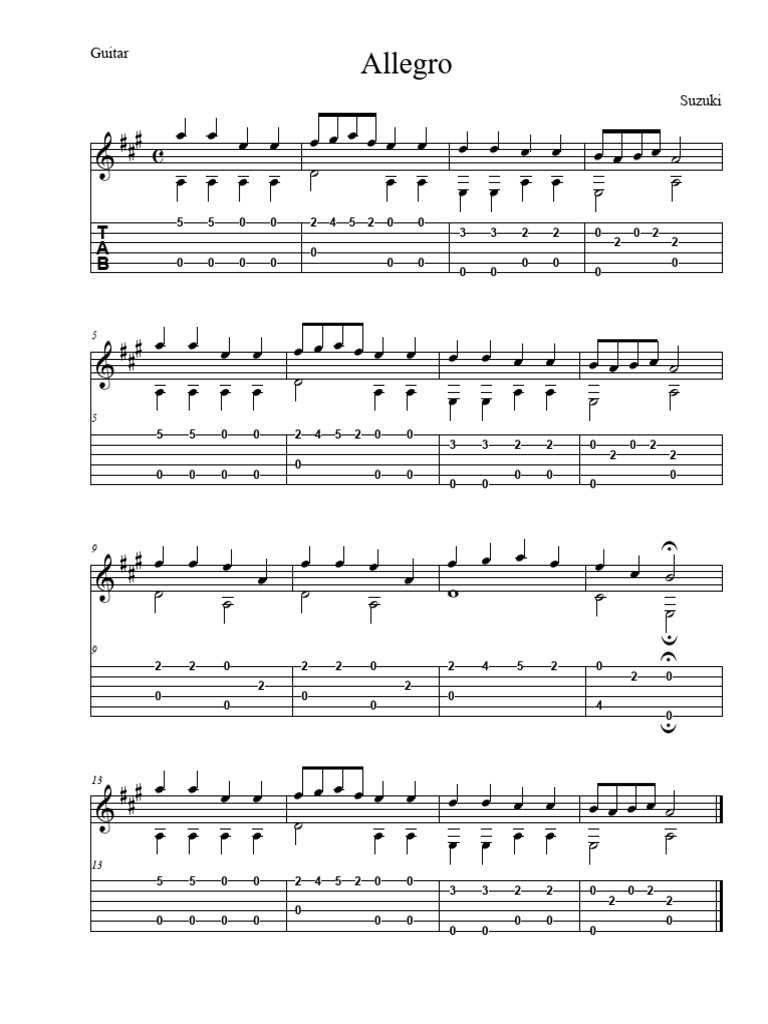 Allegro - Suzuki (Tabs) | PDF