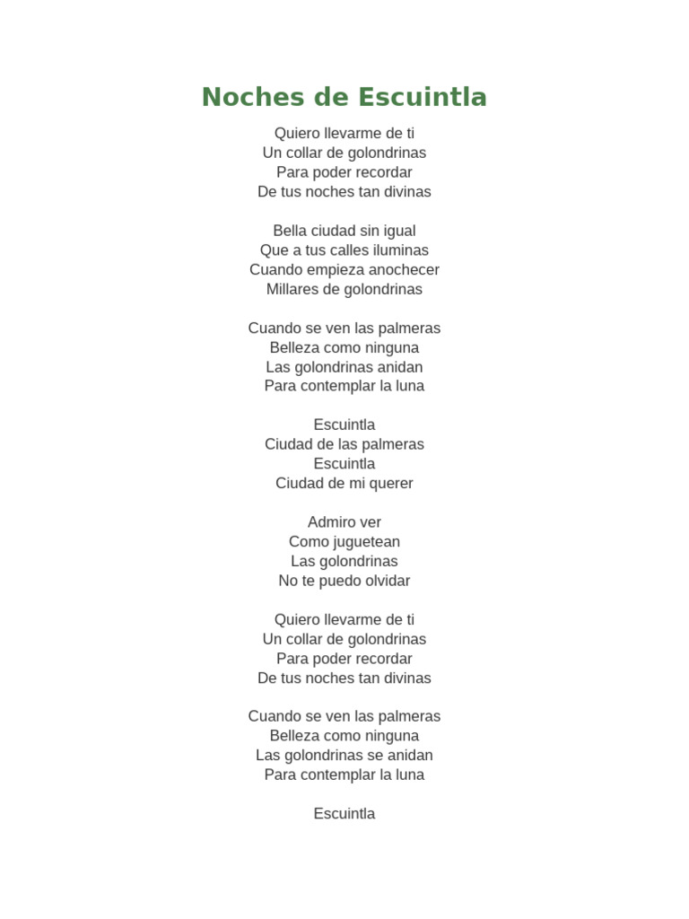 Letra de "Noches de Escuintla" | PDF | Musica en español