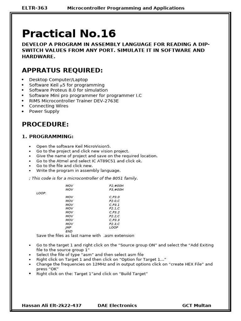 Hassan Ali Practical No | PDF | Microcontroller | Office Equipment