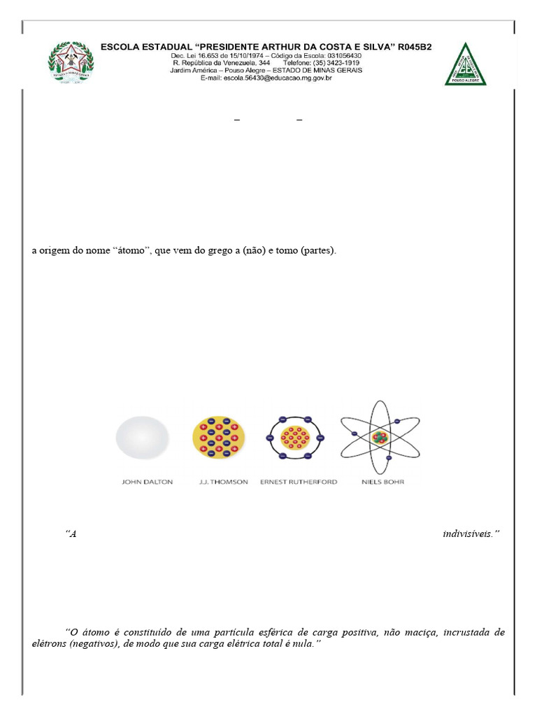 Modelos Atômicos 9 ano | PDF | Química | Moléculas