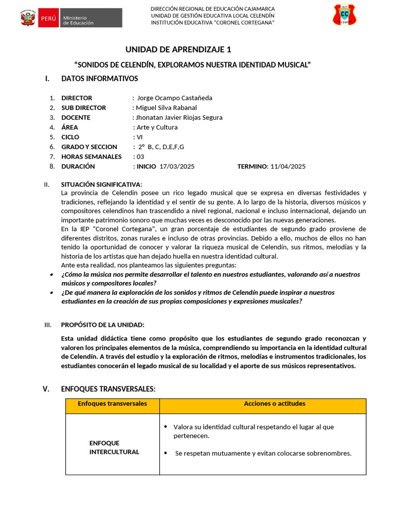 Unidad de Aprendizaje 1-Ibim 2025 | PDF | Aprendizaje | Melodía