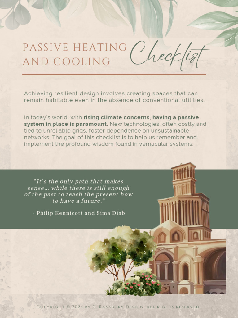 Passive Heating and Cooling Checklist | PDF | Wound | Window