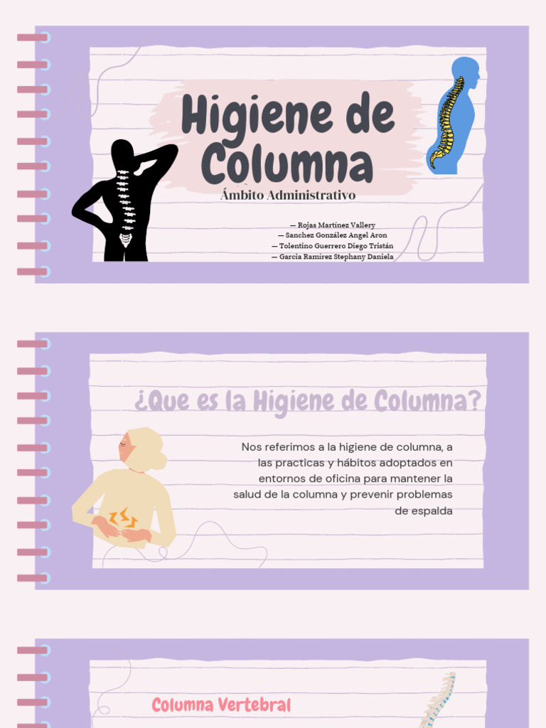 Higiene de Columna en la Oficina | PDF | La columna vertebral | Dolor ...
