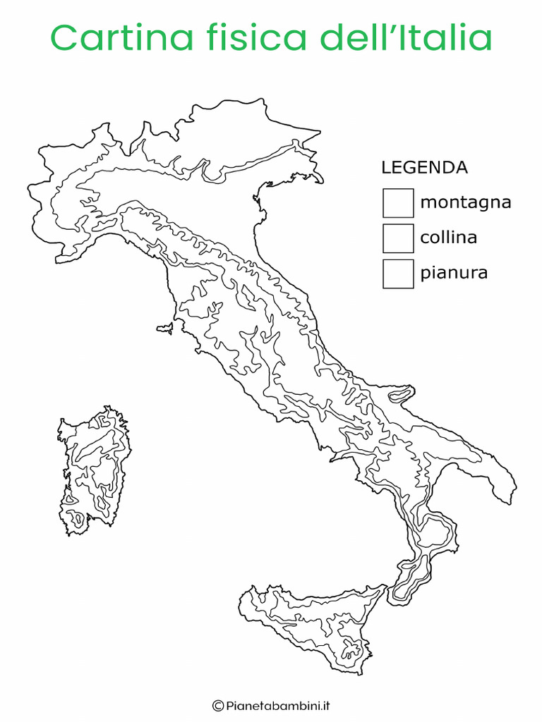 Cartina Fisica Italia Da Colorare | PDF
