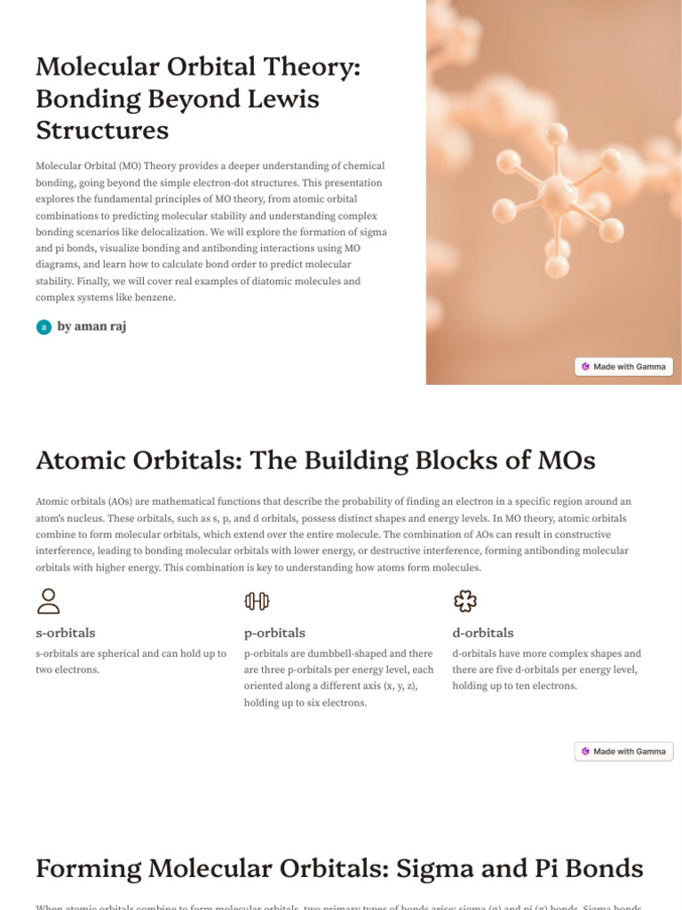 Molecular Orbital Theory Bonding Beyond Lewis Structures | PDF | Molecular Orbital | Covalent Bond