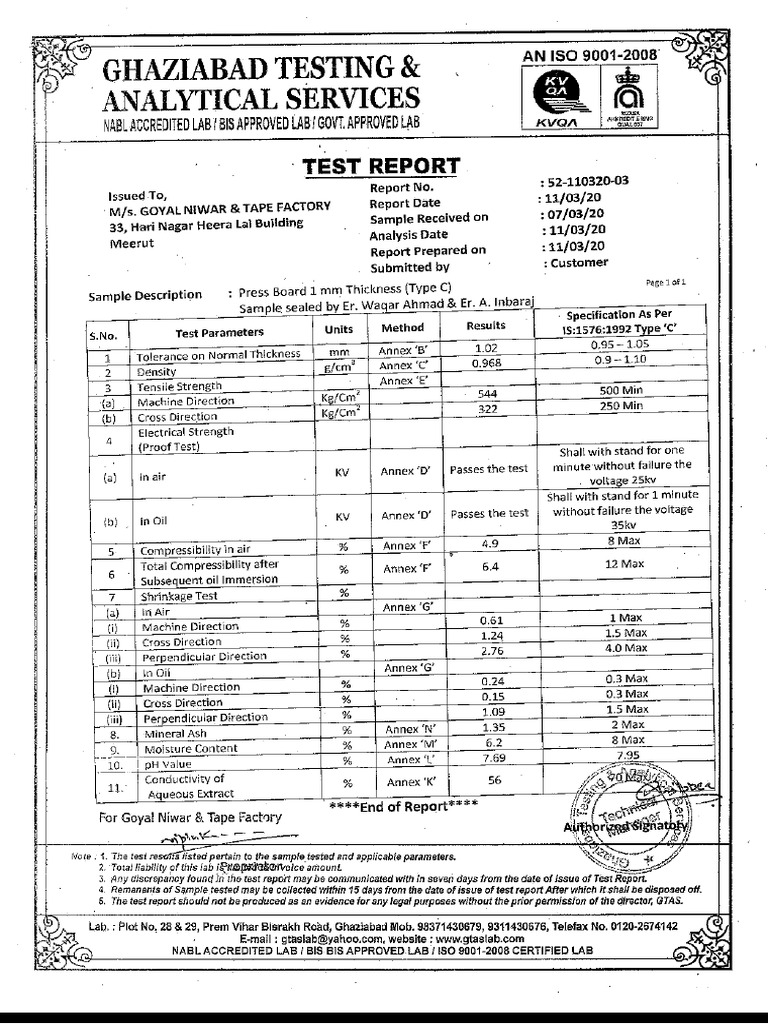 NABL Test Report | PDF