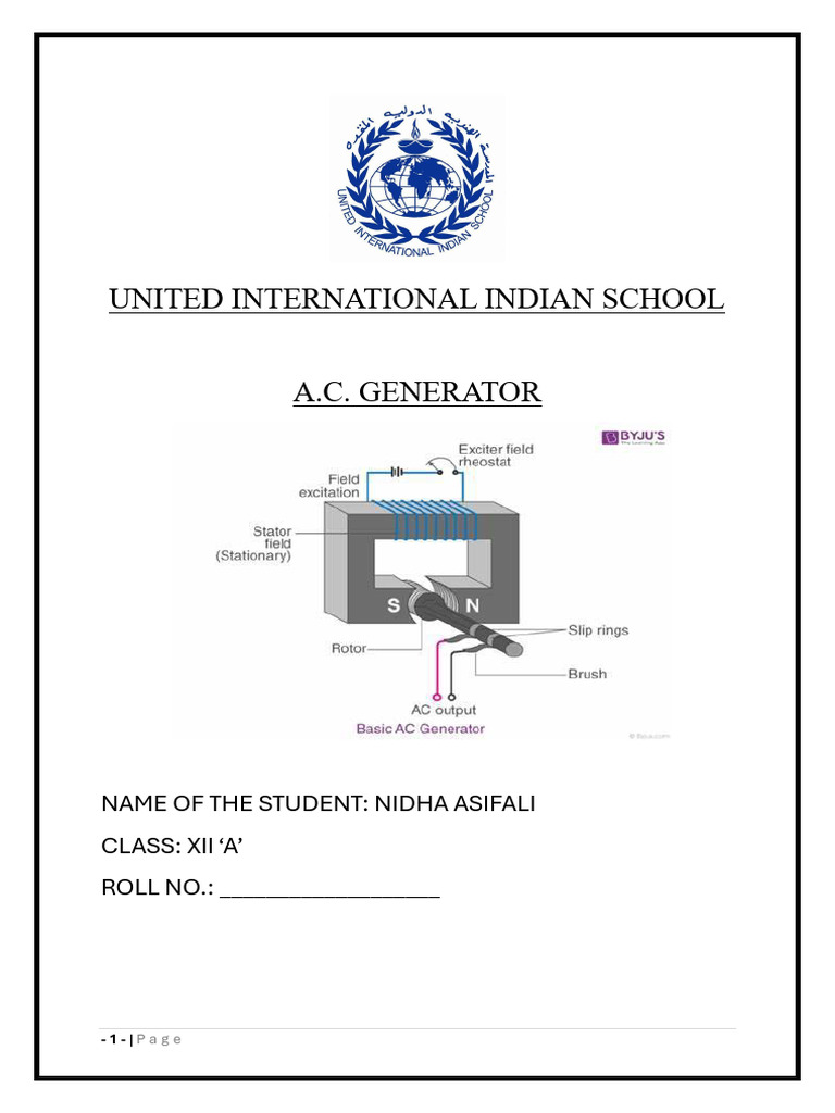 Physics Practical On Ac Generator | PDF | Electric Generator | Electromagnetic Induction