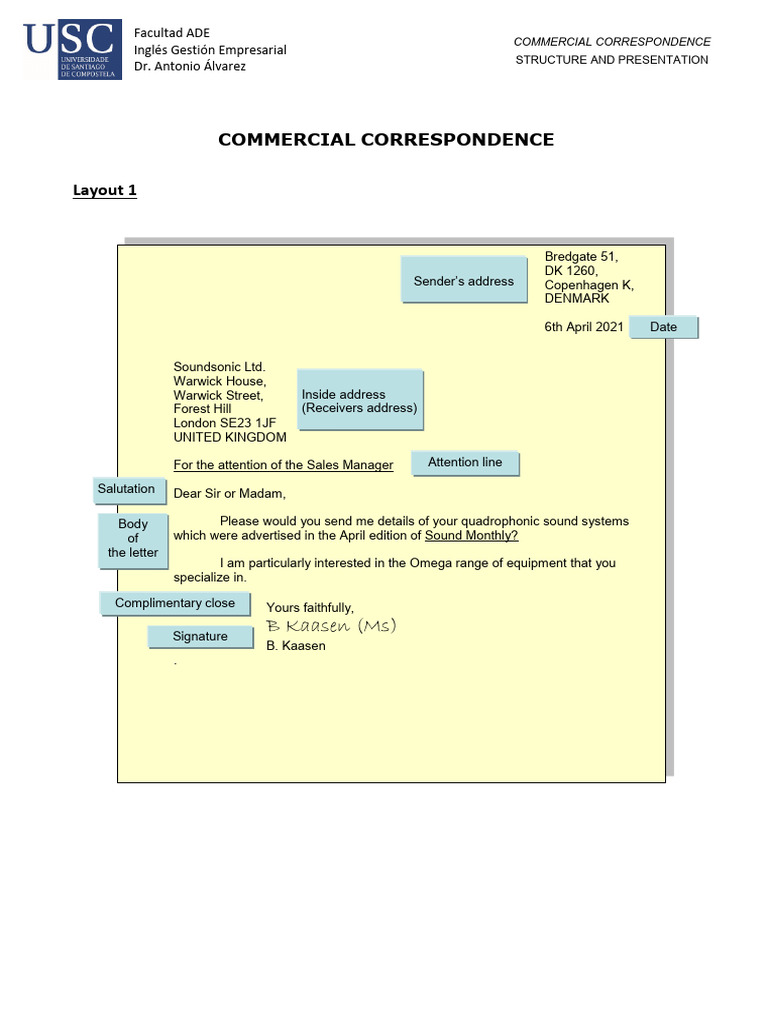 Commercial Correspondence Guide | PDF