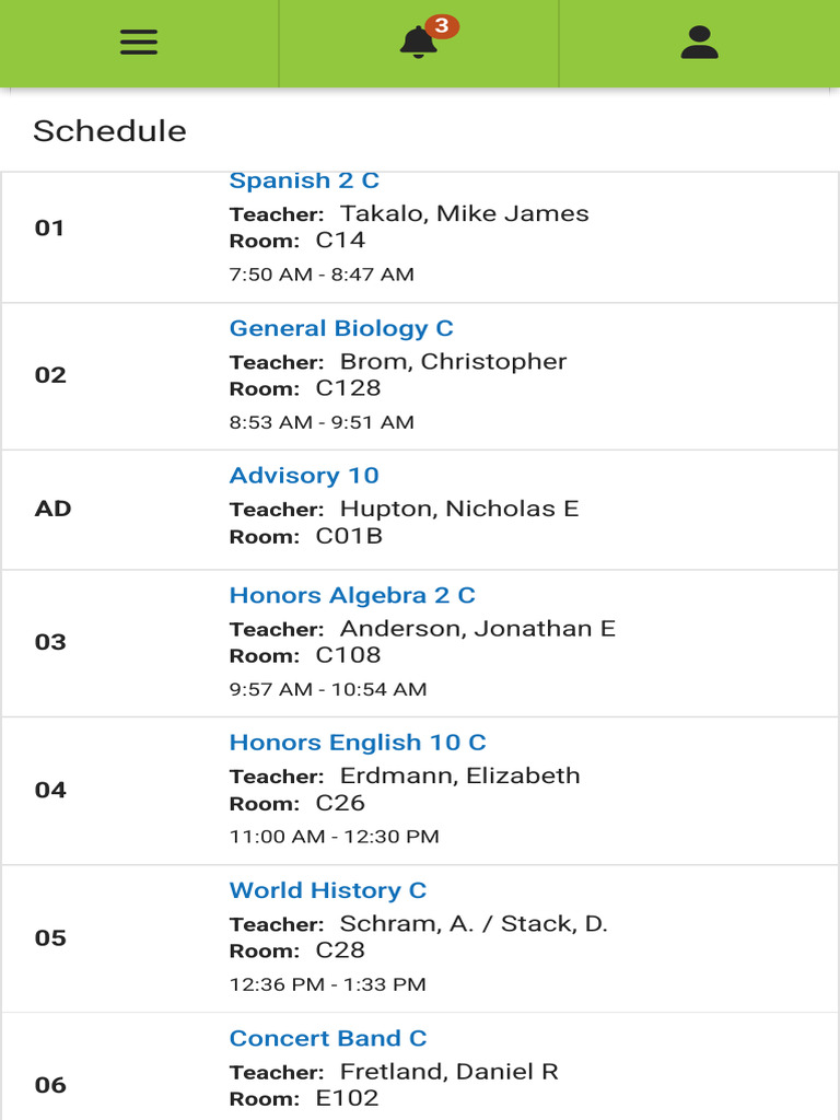 Schedule Infinite Campus | PDF
