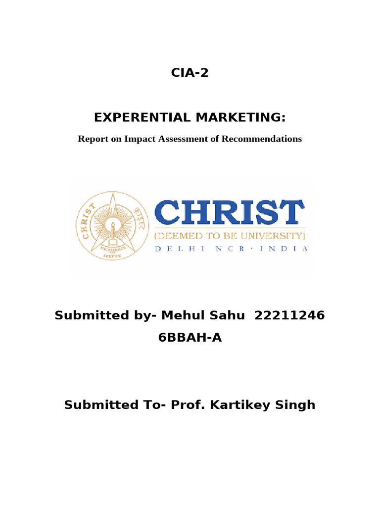 CIA-2 Experential Marketing (Mehul) | PDF | Machine Learning | Digital ...