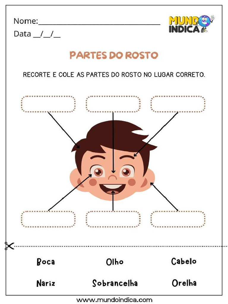 Atividade Recorte e Cole As Partes Do Rosto Humano No Lugar Correto ...