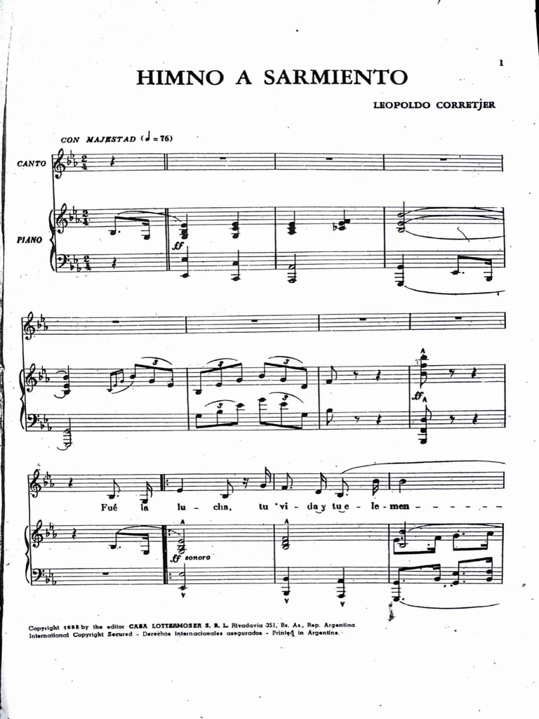 Himno a Sarmiento: Letra y Partitura | PDF