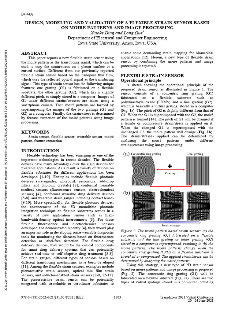 Flexible Strain Sensor Using Moiré Patterns | PDF | Photonics | Sensor