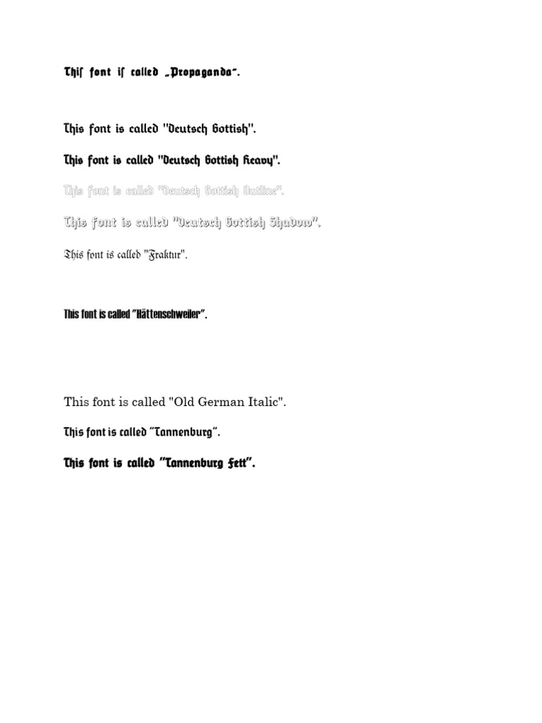 German Fonts Sampler | PDF