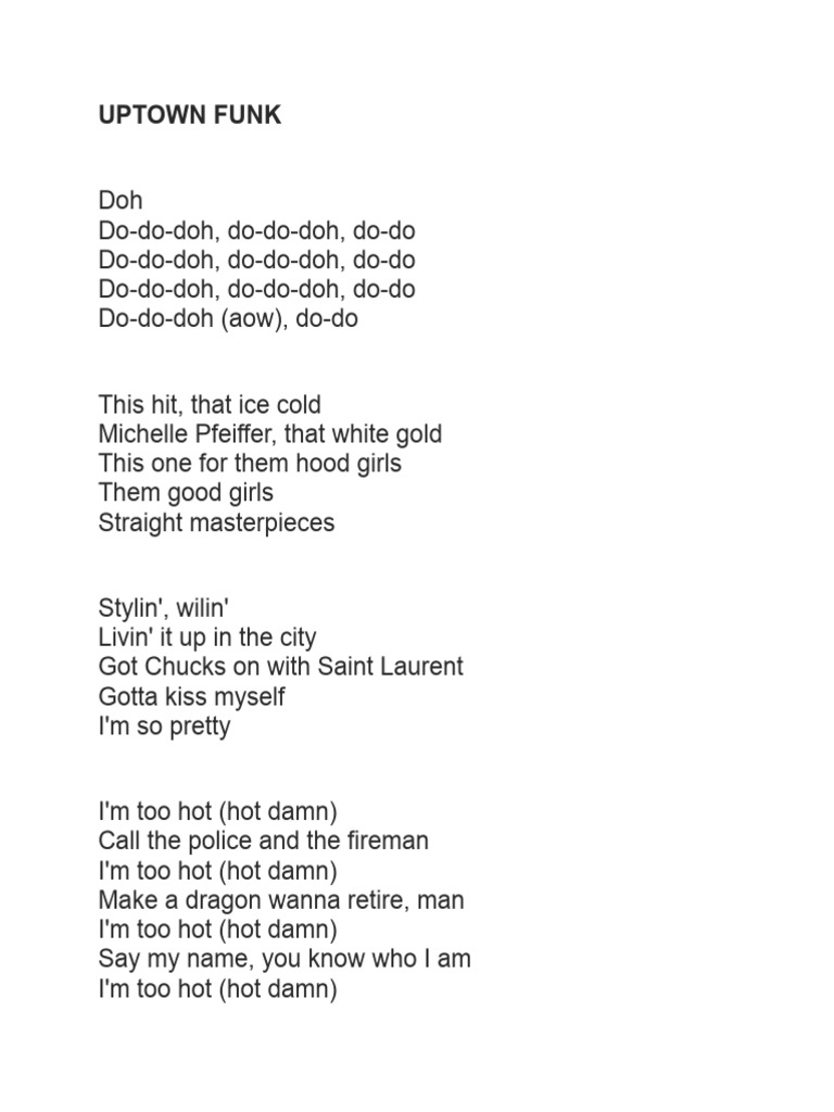 UPTOWN Funk | PDF | Songs Written | Funk