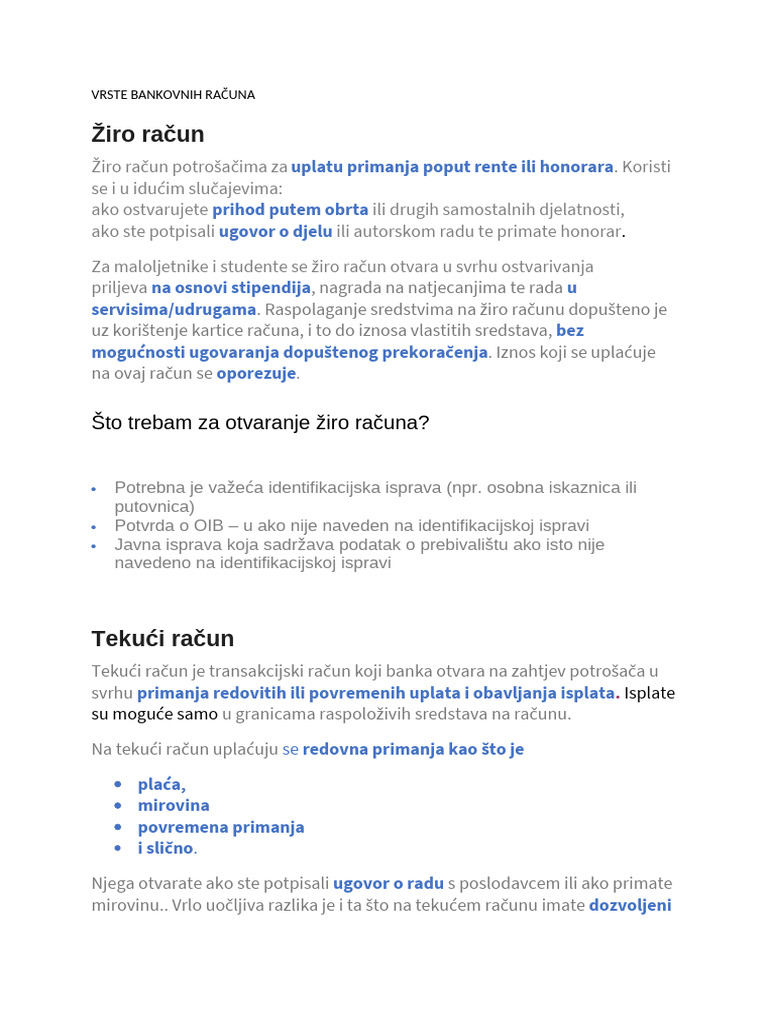 Vrste Bankovnih Računa | PDF