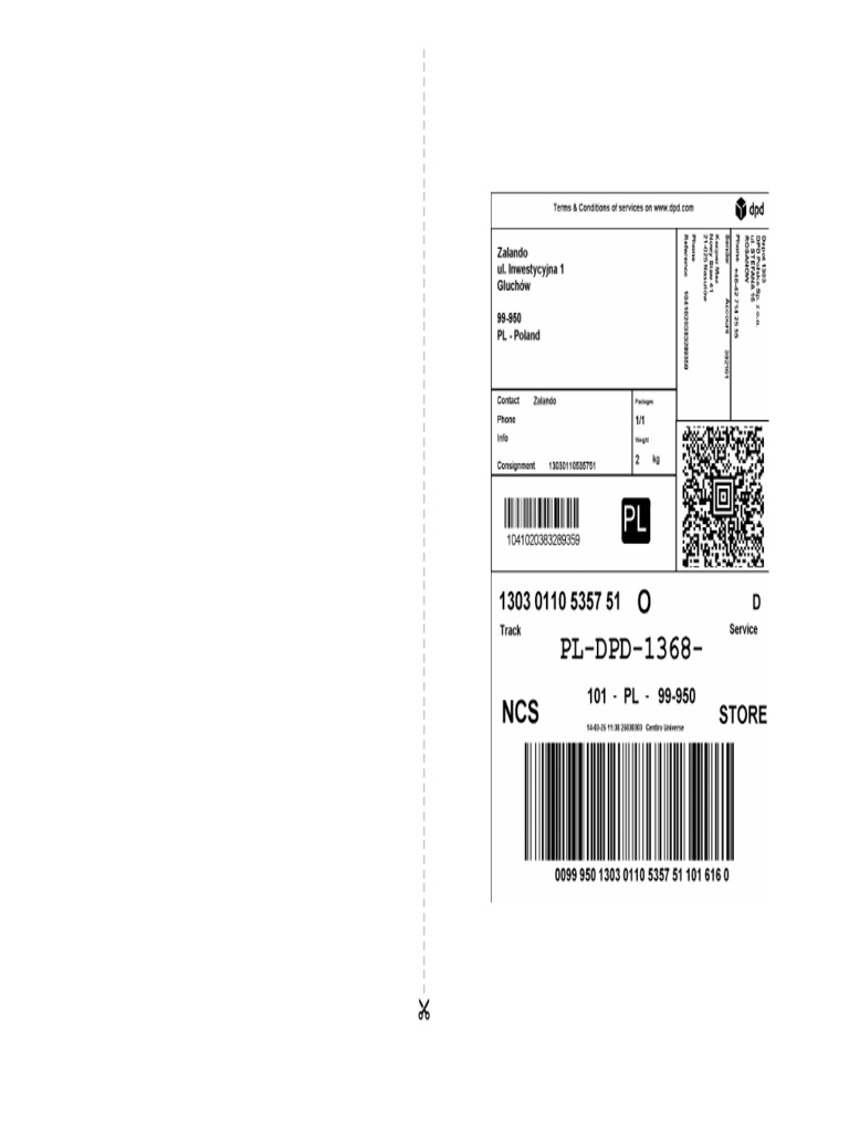 Zalando Returnsheetlabel 10906122320828 | PDF