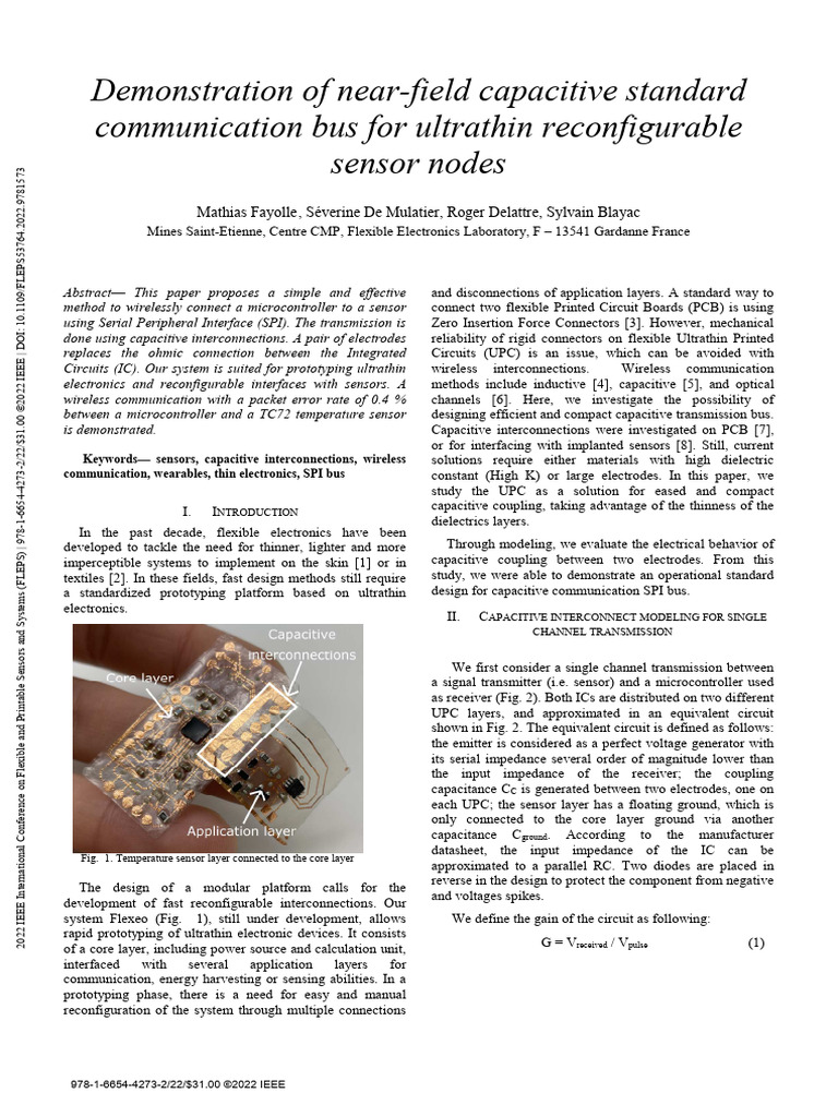 Demonstration of Near-Field Capacitive Standard Communication Bus For Ultrathin Reconfigurable ...