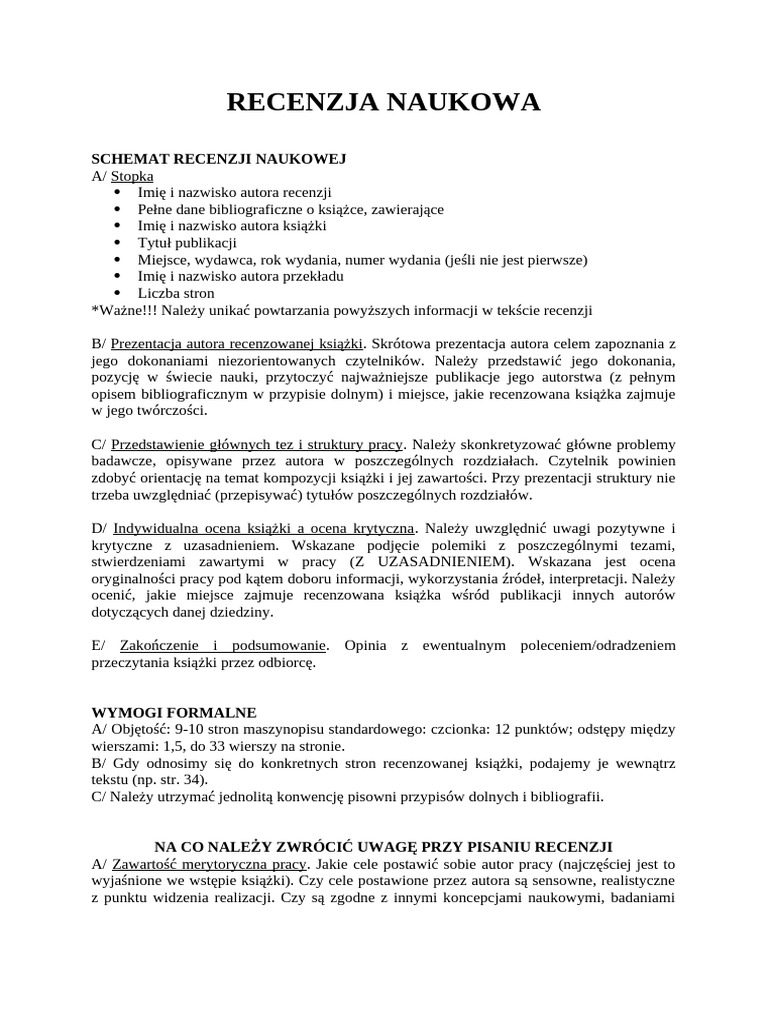 recenzja naukowa; instrukcja | PDF