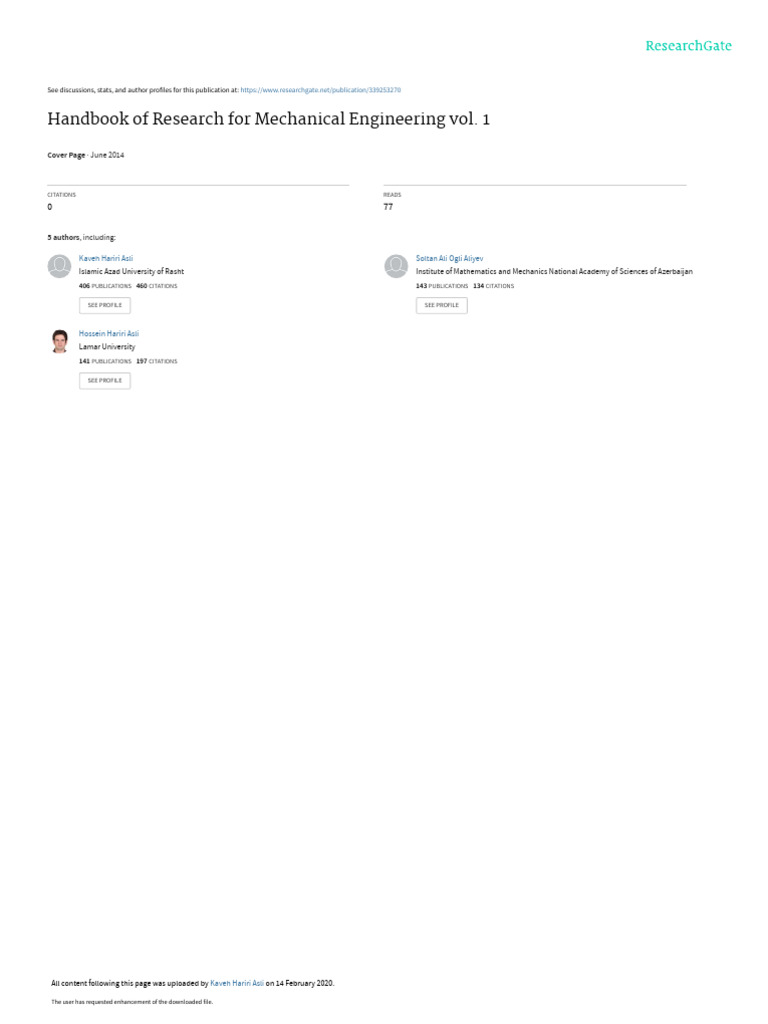 Handbook of Research for Mechanical Engineering Vol. 1 | PDF | Fluid ...