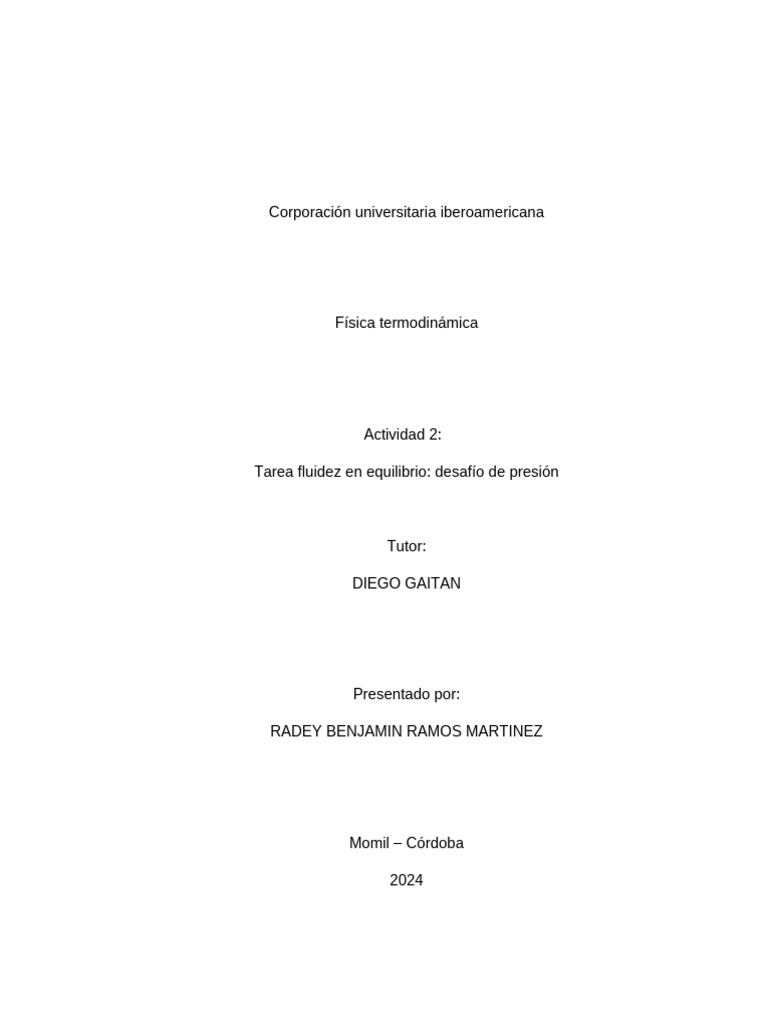 Actividad 2 - Tarea Fluidez en Equilibrio - Desafío de Presión | PDF ...